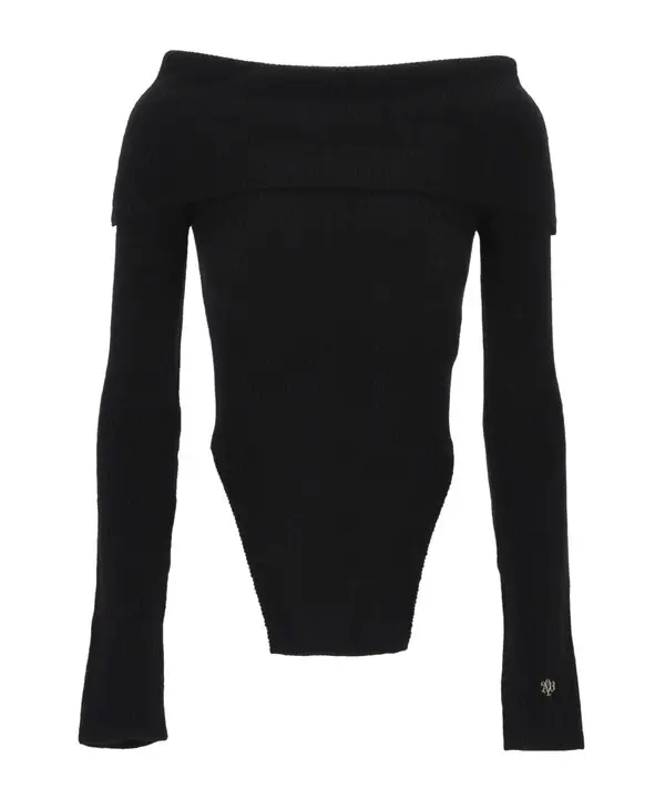 ANIYE BY Off-shoulder Ribbed Knit Long-sleeved Bodysuit