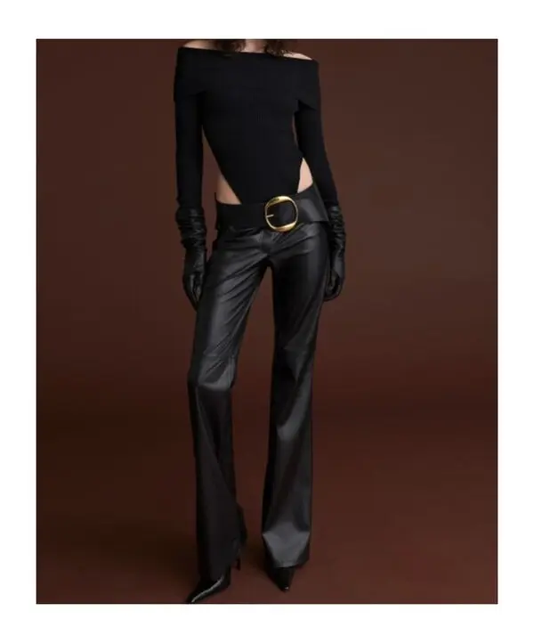 ANIYE BY Off-shoulder Ribbed Knit Long-sleeved Bodysuit