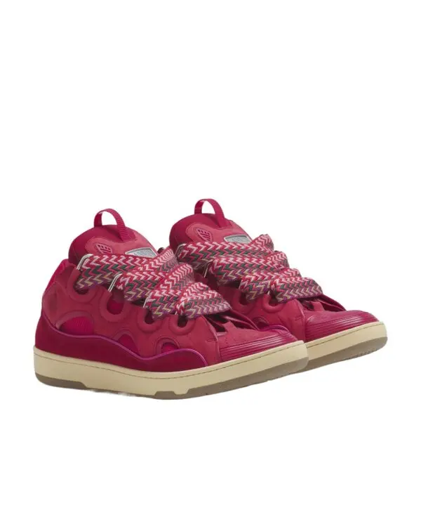 LANVIN Curb Chunky Leather Sneakers - Red