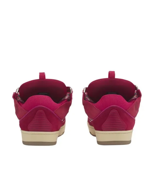 LANVIN Curb Chunky Leather Sneakers - Red