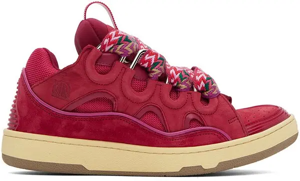 LANVIN Curb Chunky Leather Sneakers - Red