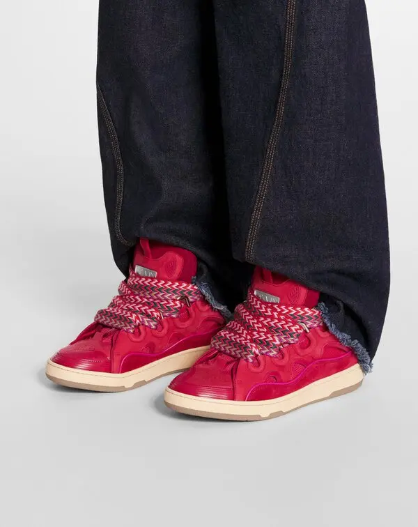 LANVIN Curb Chunky Leather Sneakers - Red