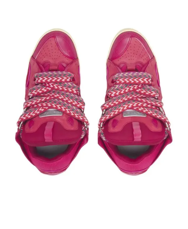 LANVIN Curb Chunky Leather Sneakers - Red