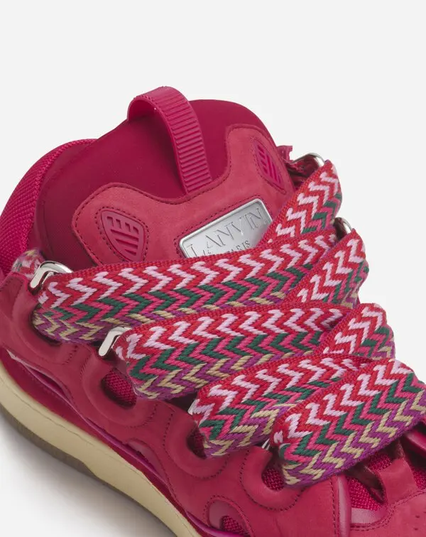 LANVIN Curb Chunky Leather Sneakers - Red