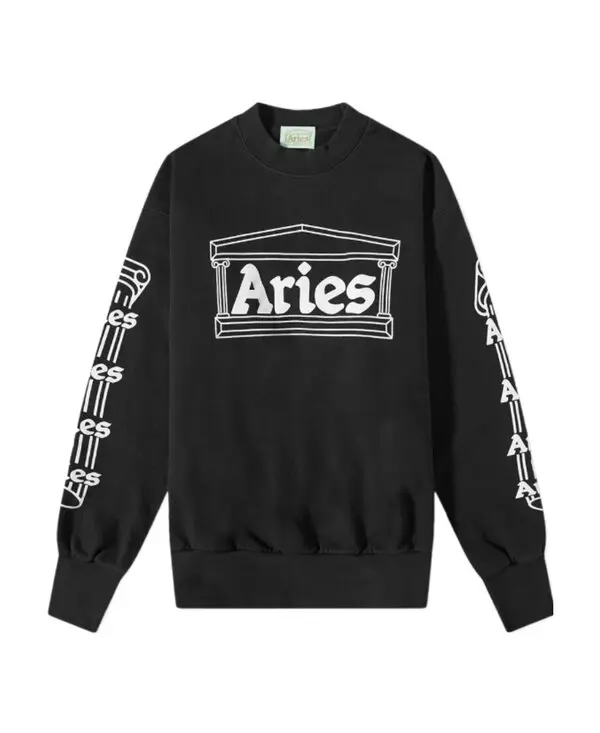Aries Logo Printed Crewneck Sweatshirt - Black