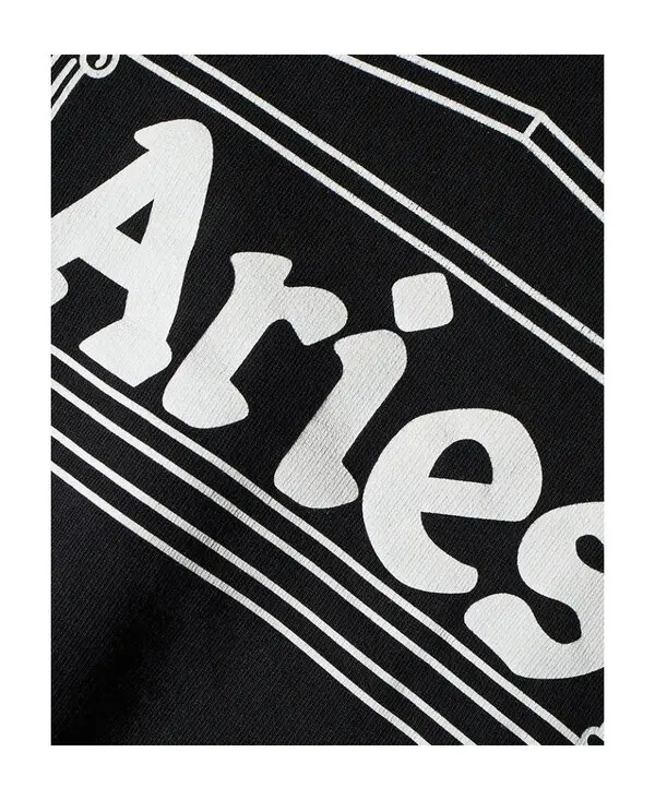 Aries Logo Printed Crewneck Sweatshirt - Black