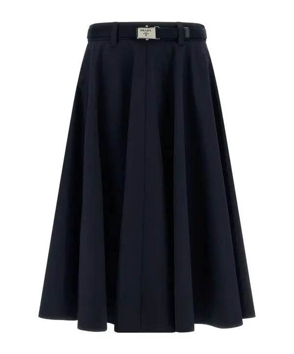 Prada Poplin Midi-skirt - Blue