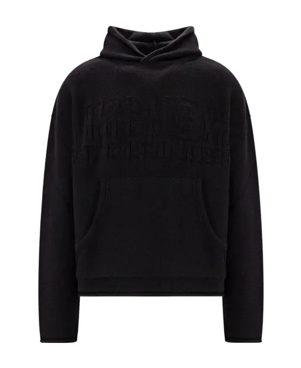 MAISON MARGIELA Textured Logo Hoodie - Black