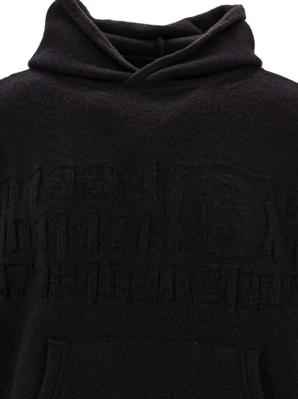 MAISON MARGIELA Textured Logo Hoodie - Black