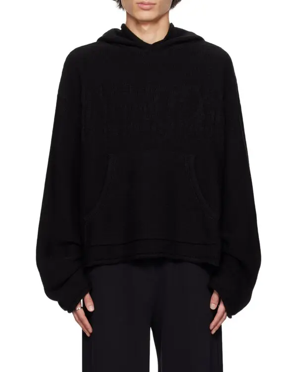 MAISON MARGIELA Textured Logo Hoodie - Black