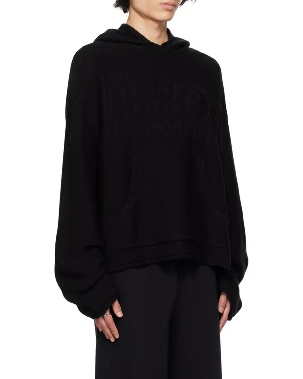 MAISON MARGIELA Textured Logo Hoodie - Black