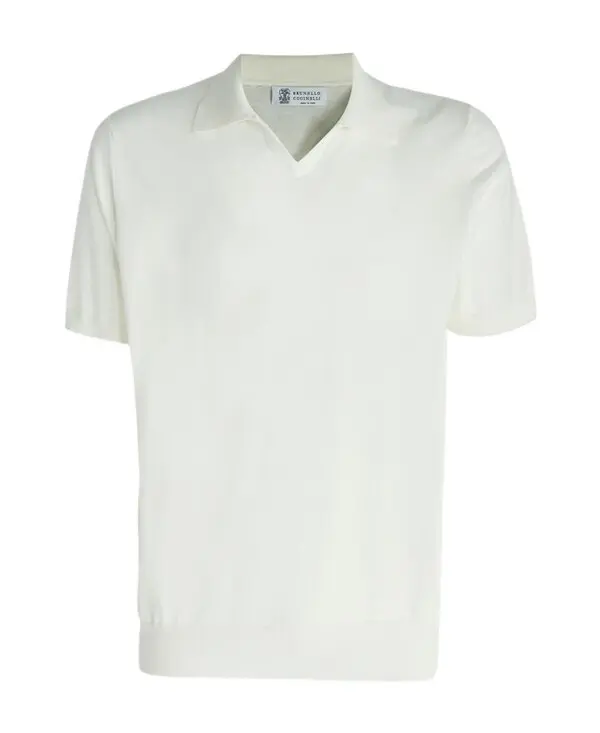 Brunello Cucinelli Short-sleeved Fine-knitted Polo Shirt - White
