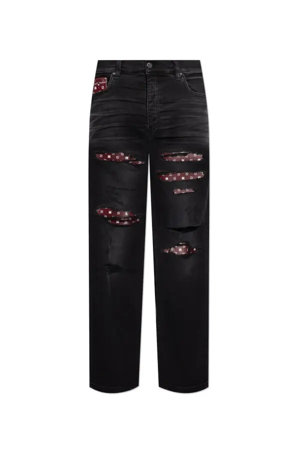 Amiri Distressed Bandana Detail Jeans - Black