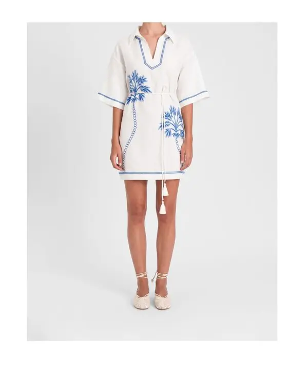 TWINSET Short-sleeve Printed Dress With V-neck And Tie-waist - White