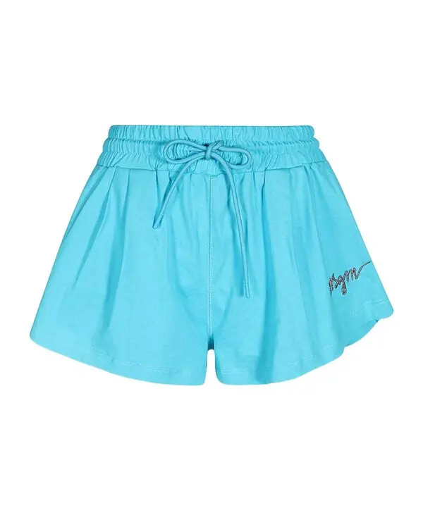 MSGM Logo Embroidered Drawstring Shorts - Blue