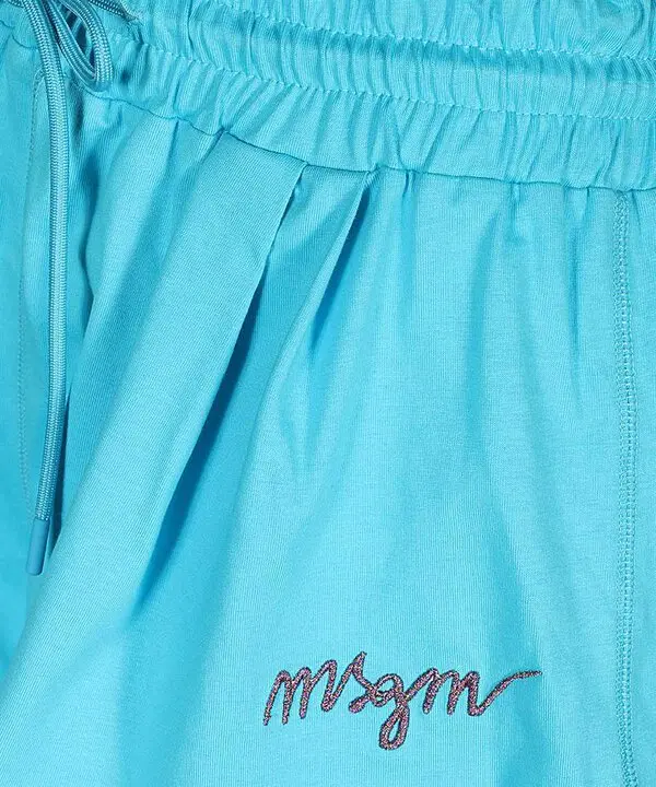 MSGM Logo Embroidered Drawstring Shorts - Blue