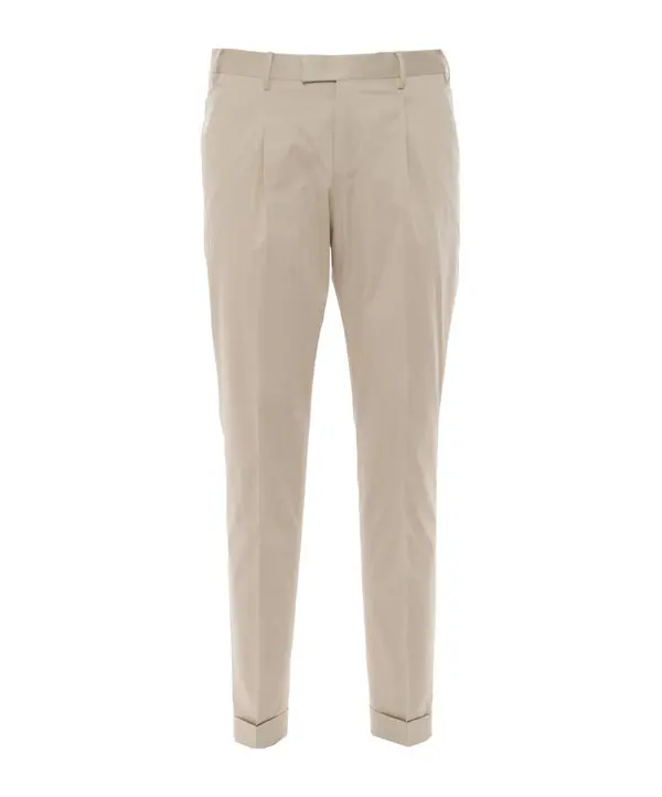 PT TORINO Tailored Pleated Trousers With Cuffed Hem - Nude