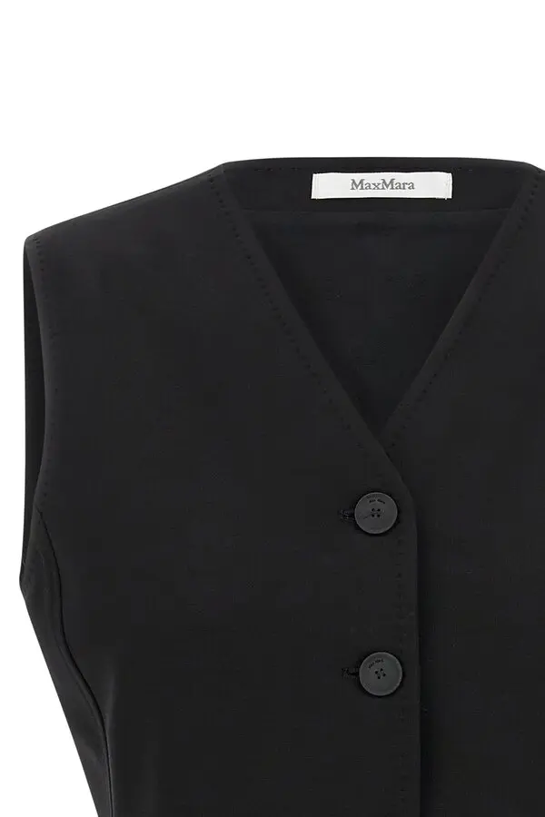 Max Mara V-neck Button-up Gilet - Black