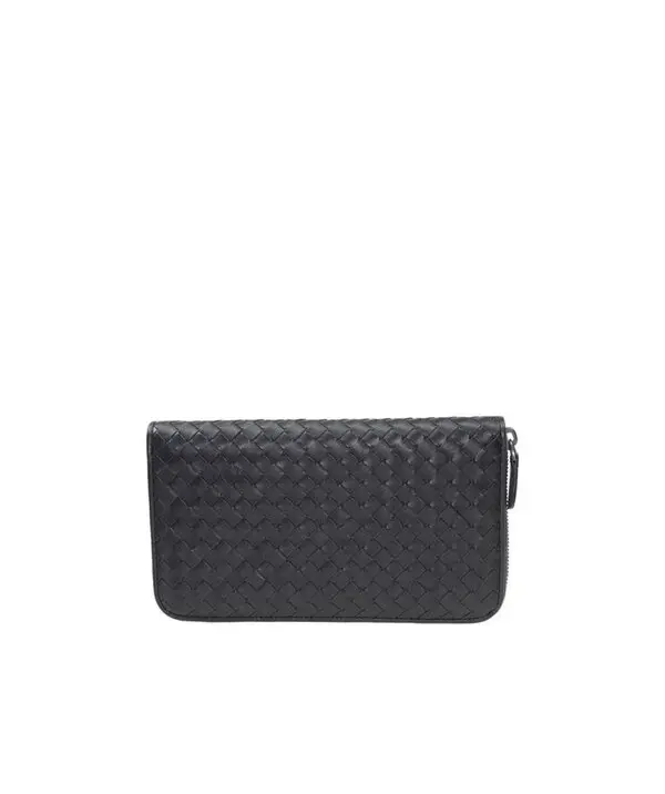Bottega Veneta Dark Gray Braided Wallet - Black