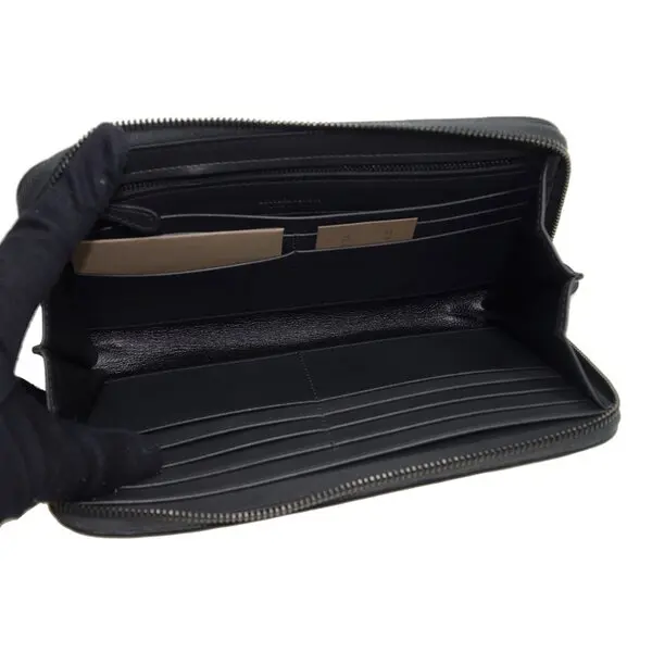 Bottega Veneta Dark Gray Braided Wallet