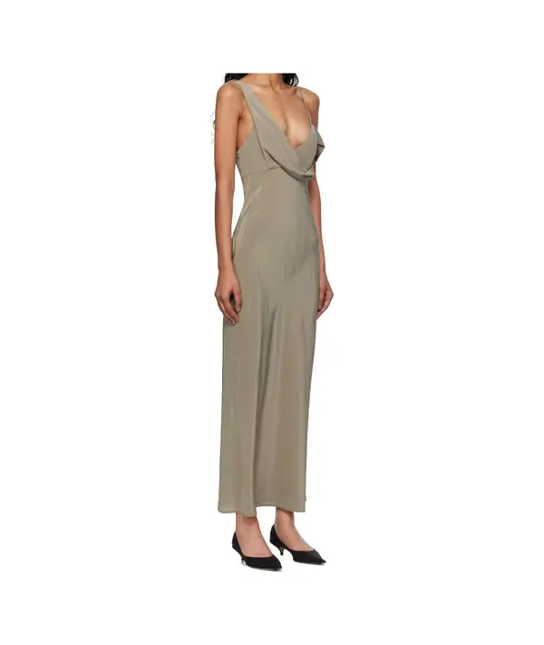 ST. AGNI Long Dress With Train And Asymmetrical Neckline