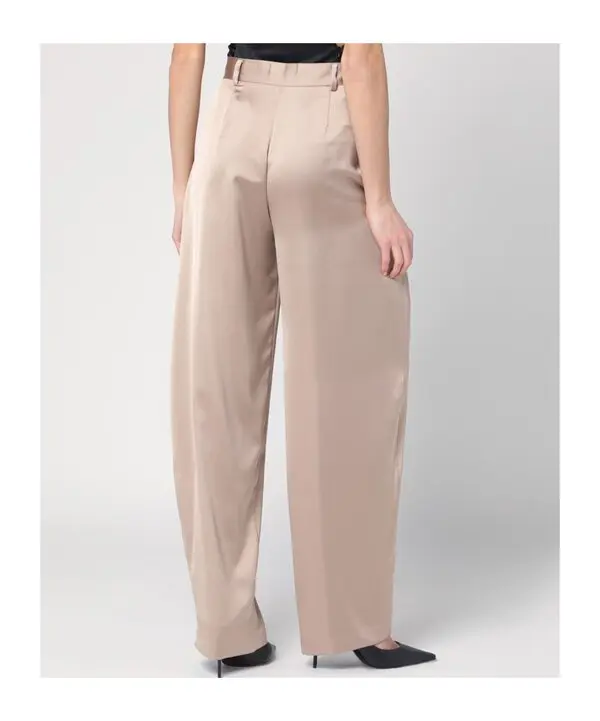 Andamane Pleated Wide-leg Pants - Beige