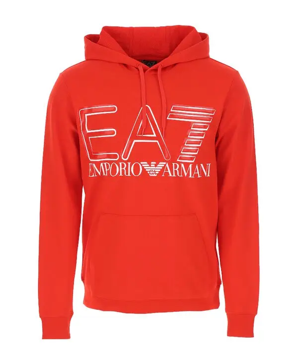 EA7 Logo-print Cotton Hoodie