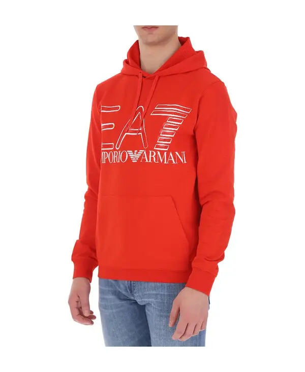 EA7 Logo-print Cotton Hoodie