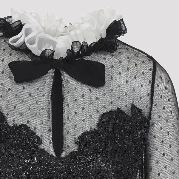 Giambattista Valli Embroidered Ruffled-collar Dress