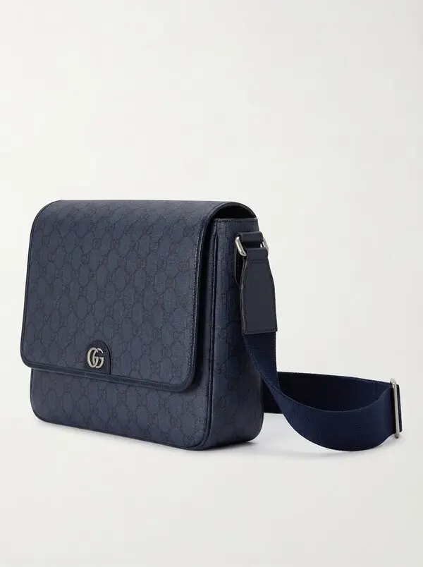 Gucci Gg Supreme Foldover Top Messenger Bag - Blue And Dark Blue