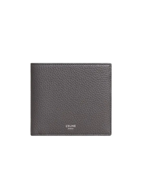 Celine Bi-fold Wallet In Grained Calfskin - Black