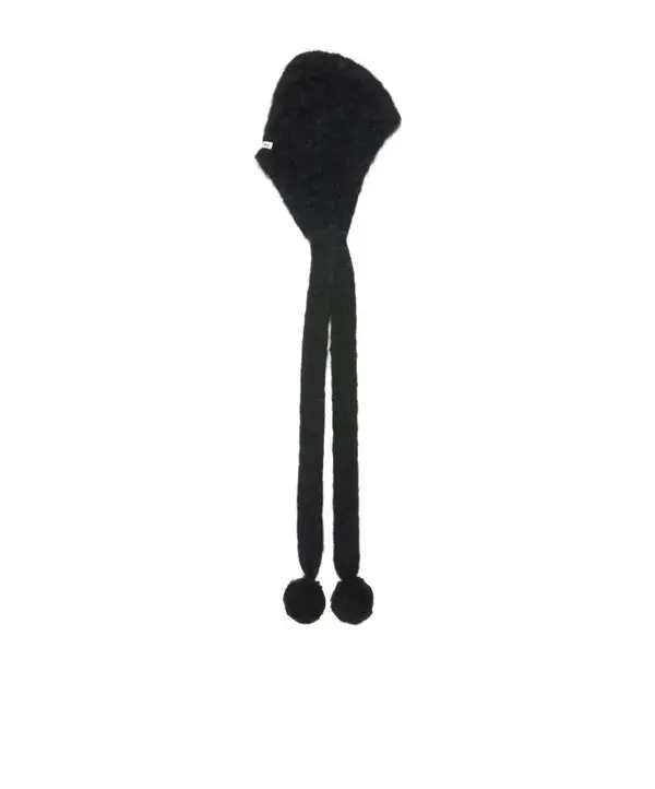 Acne Studios Logo Patch Pompom Beanie - Black