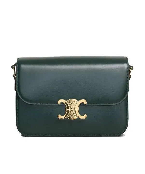 Celine Classique Triomphe Bag In Shiny Calfskin - Amazon Green