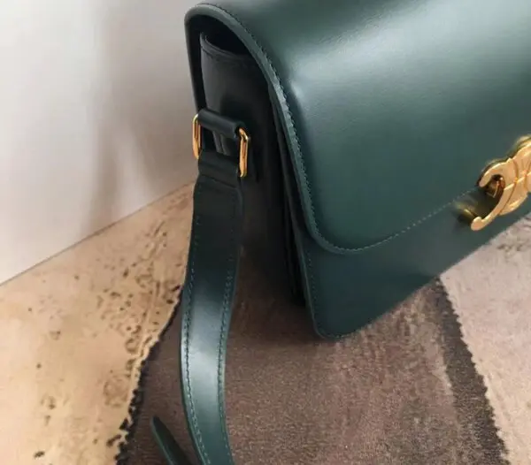 Celine Classique Triomphe Bag In Shiny Calfskin - Amazon Green