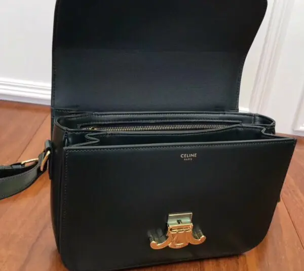 Celine Classique Triomphe Bag In Shiny Calfskin - Amazon Green