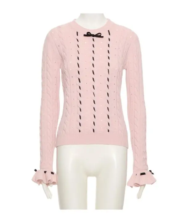 Valentino Garavani Cable Knit Sweater With Bow Detail