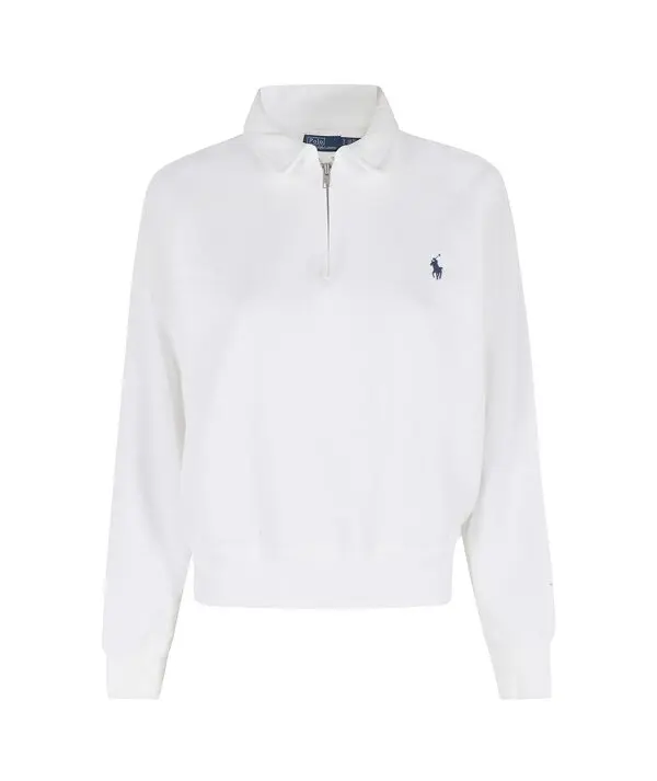Polo Ralph Lauren Embroidered Polo Pony Quarter-zip Sweatshirt - White