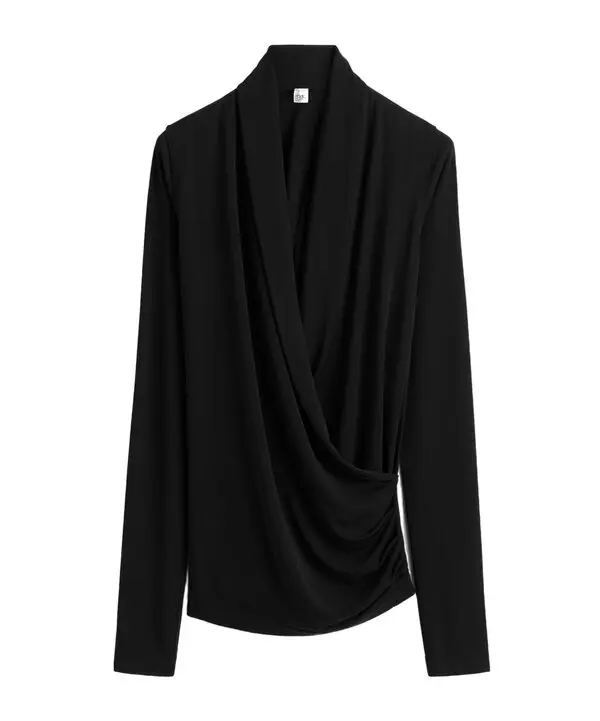 TOTEME Overlapped Jersey Blouse - Black