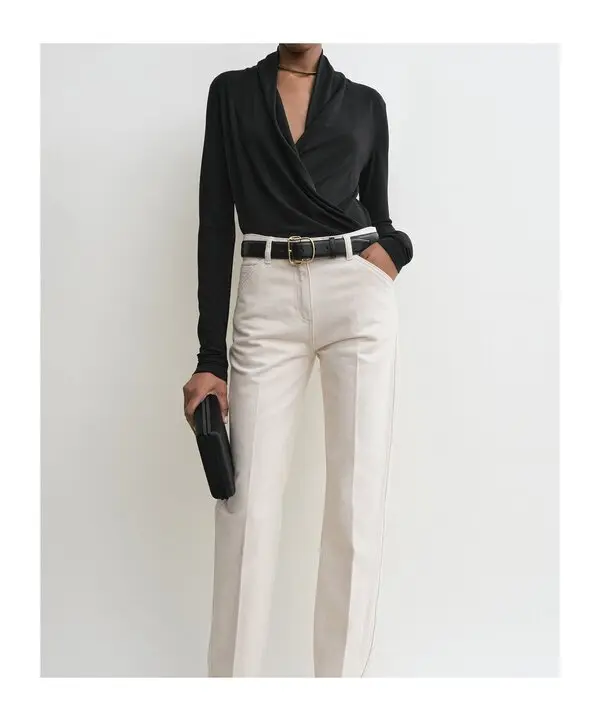 TOTEME Overlapped Jersey Blouse - Black