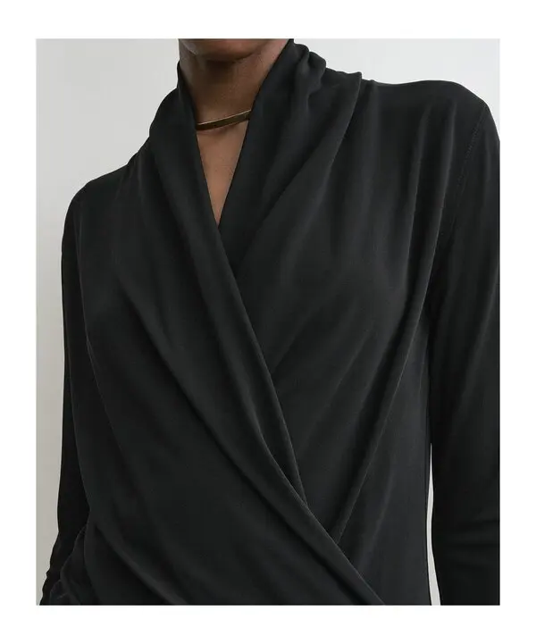 TOTEME Overlapped Jersey Blouse - Black