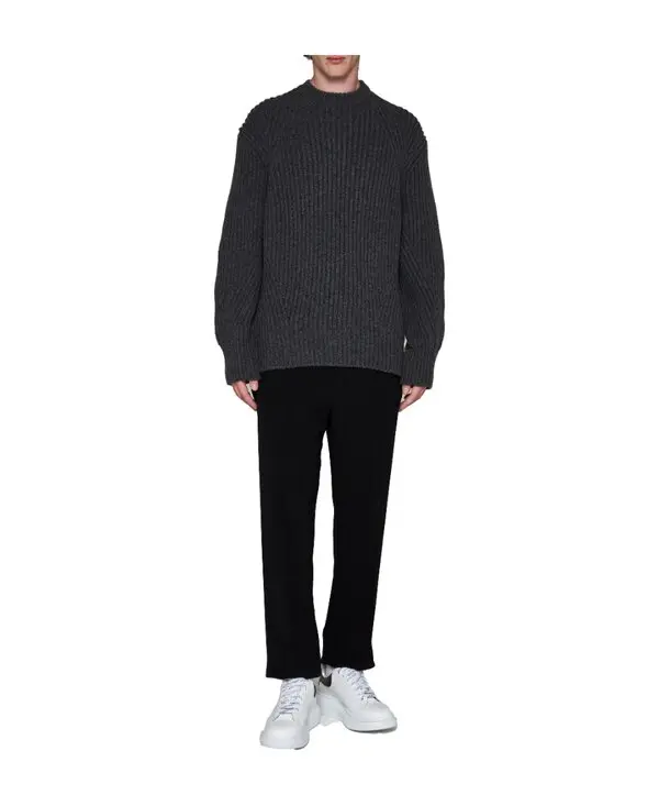 Alexander McQueen Oversized Crewneck Woolen Jumper - Black
