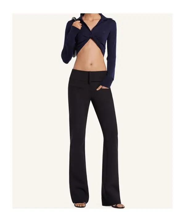 COURREGES Wool Cropped Polo Jumper With Embroidered Logo - Black