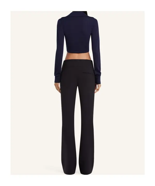 COURREGES Wool Cropped Polo Jumper With Embroidered Logo - Black