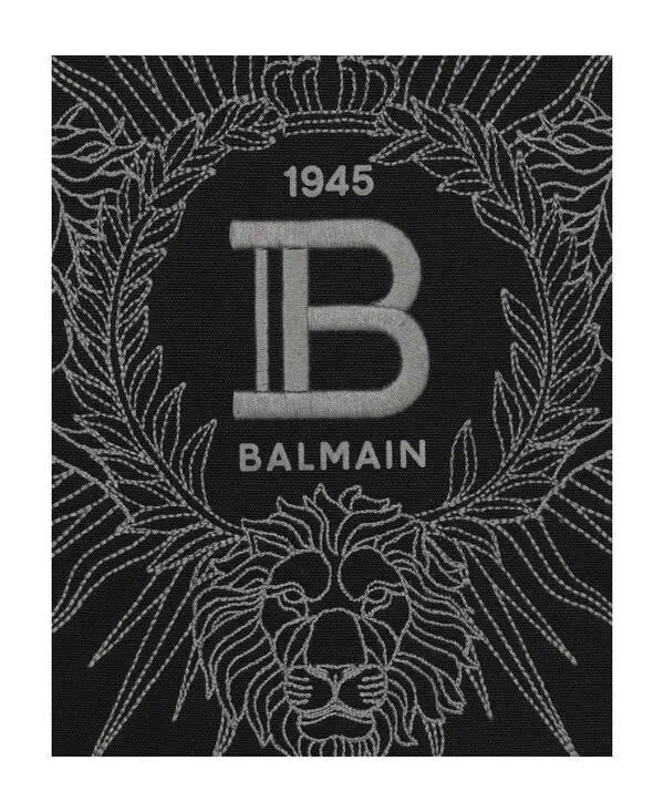Balmain Varsity Monogrammed Canvas And Leather Tote Bag