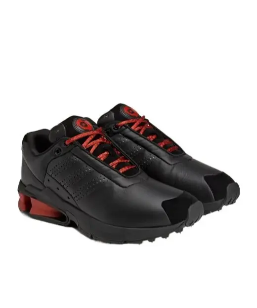 Y3 Leather Perforated Low Top Sneakers - Black
