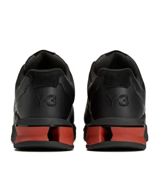 Y3 Leather Perforated Low Top Sneakers - Black