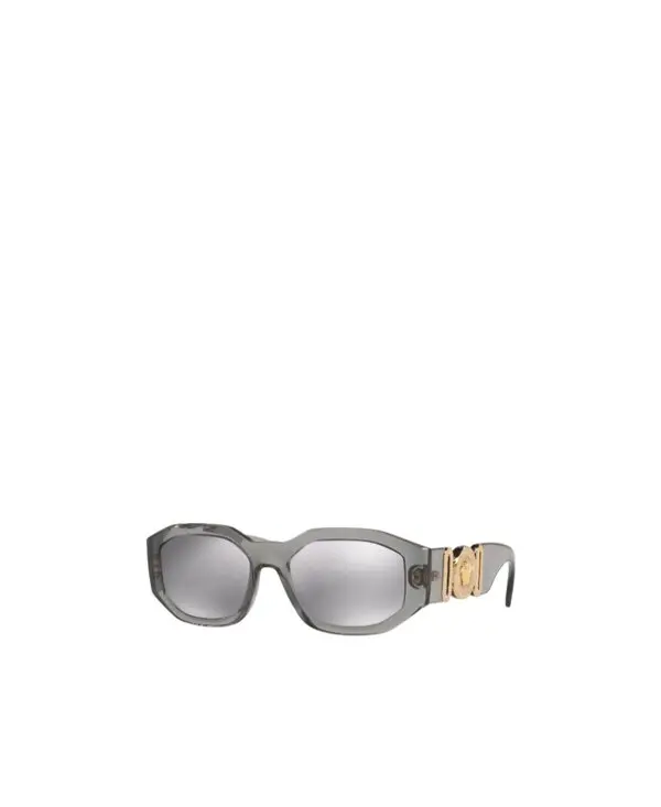 Versace Rectangular Frame Sunglasses With Logo Detail - Gray