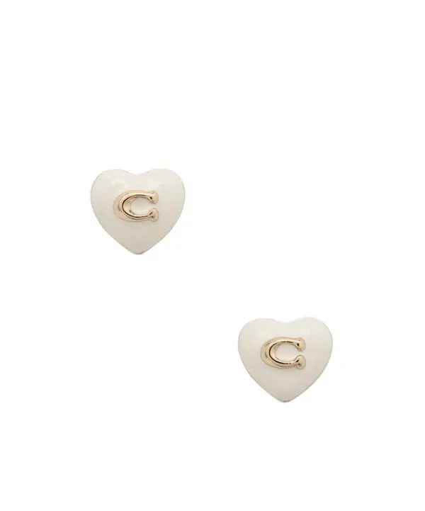 COACH Heart-shaped Logo Stud Earrings - Yellow