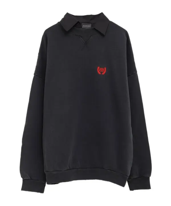 Balenciaga Bb Logo Embroidered Distressed Sweatshirt
