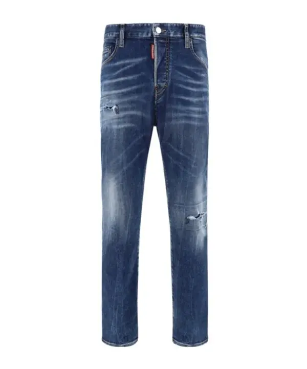 Dsquared2 Logo Plaque Distressed Skinny Jeans - Blue
